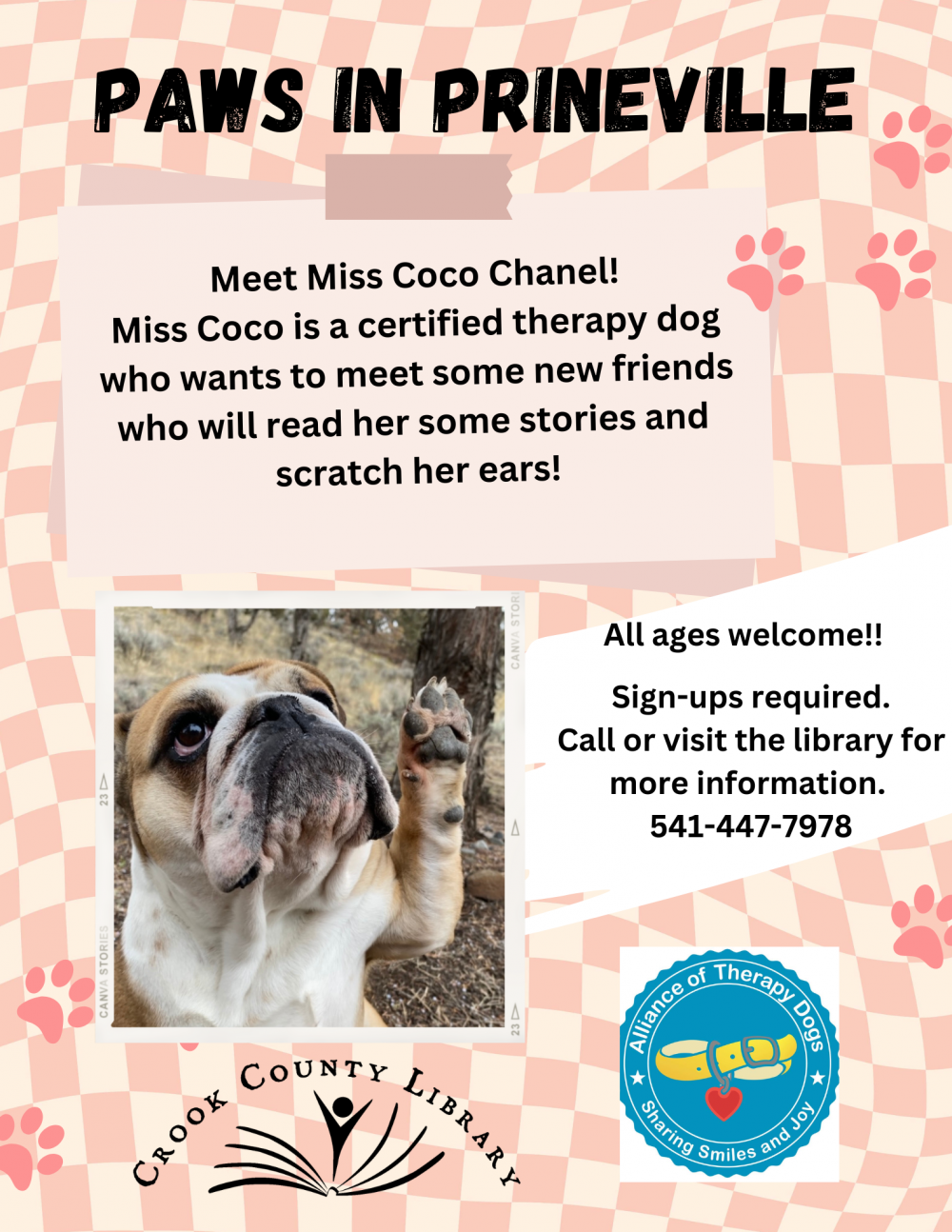 Children's Program: Paws in Prineville: Read to a Dog! | Crook County ...